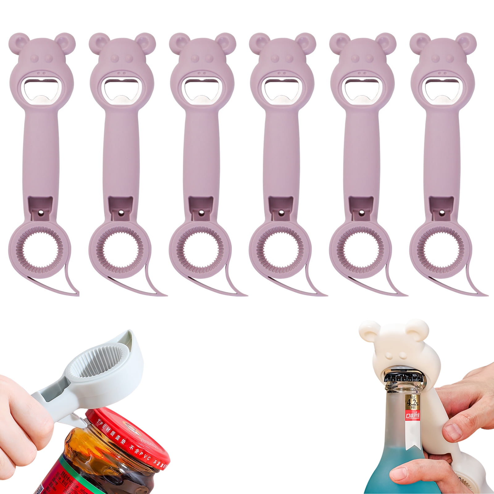 4 in 1 Bottle Opener Jar Opener 6 Pieces Multifunction Can Beer Bottle ...