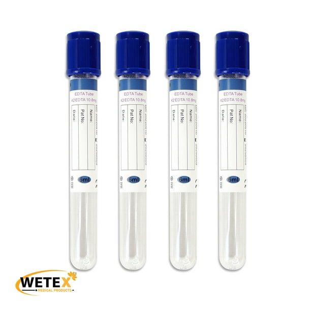 200pcs Vacuum Blood Collection Tube K2 EDTA, 13x100mm 6mL, Royal Blue ...