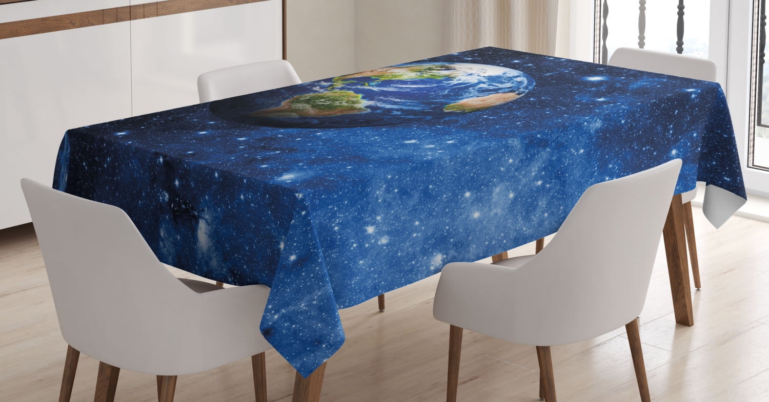 Space Tablecloth, Outer View of Planet Earth in Solar System with Stars ...