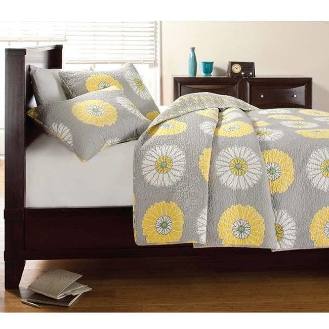 Craigmore Yellow Floral Print Quilt Set - Walmart.com