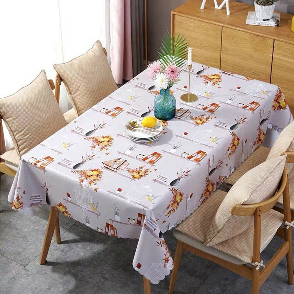 Vinyl Square Table Cover Wipe Clean PVC Tablecloth Oil-Proof/Waterproof ...