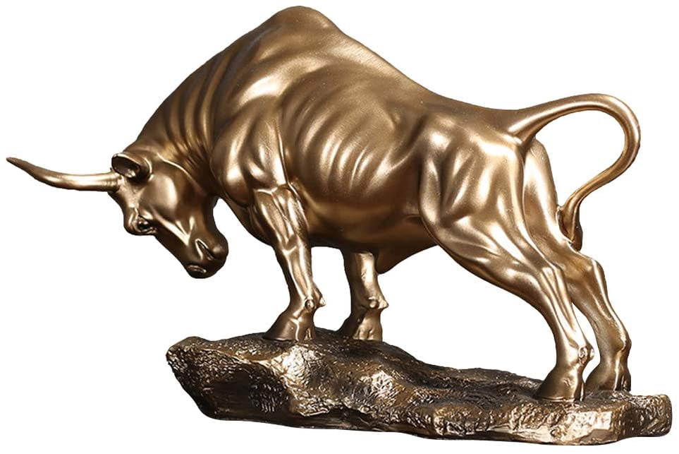 Escultura de estatua de toro de resina, muñeco de toro en miniatura ...