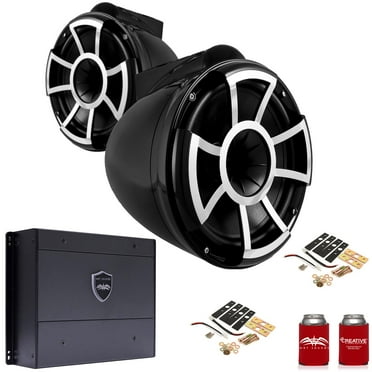 Wet Sounds ICON8B-X 8" Black Tower Speakers with X-Mounts & SYN-DX2 750 ...