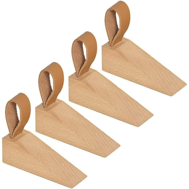 Door Stop 4 Pieces Wooden Door Stopper Floor Door Stopper Beech Wood ...
