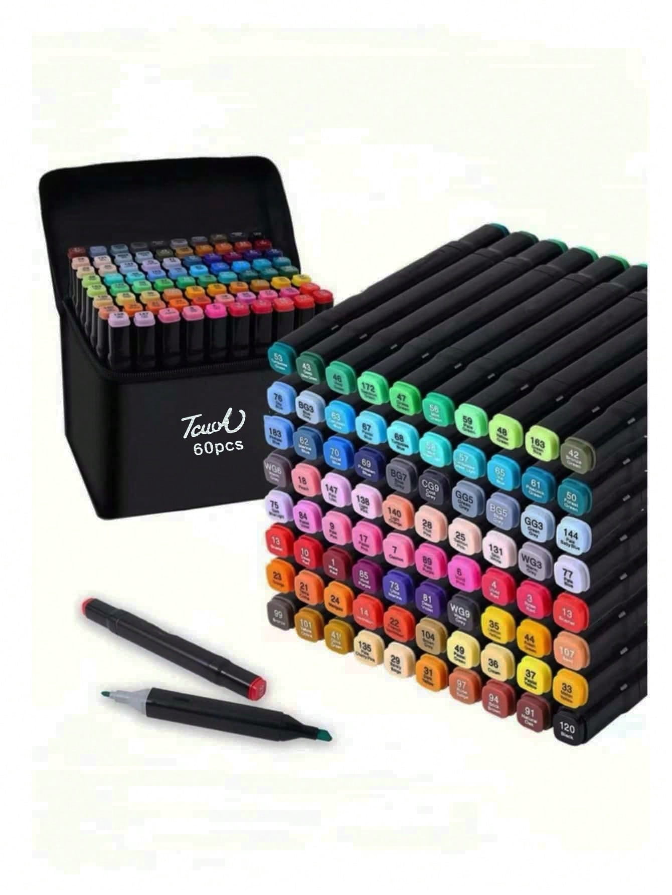 60 Colors Dual Tip Marker Pens, Professional Drawing Supplies For ...