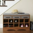 Household Essentials Storage Bench with 3 Grey Drawers 10 Shoe ...