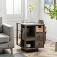 "CAIDI 24"" Rotating End Table with Magazine Rack and Drawers, Grey ...