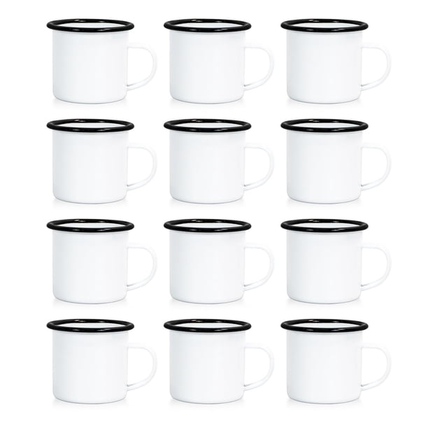 Taza esmaltada MAIKESUB, 350 ml, borde negro, para acampar, café, metal ...
