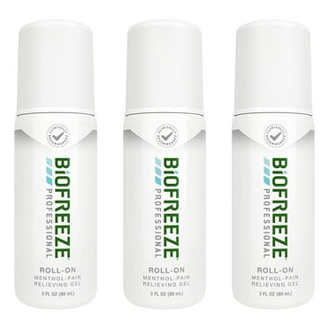 Biofreeze Professional 3oz Colorless Roll-On 3PK, Fast-Acting Pain Relief Arthritis Relieving ...