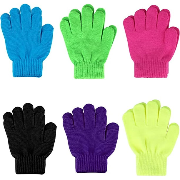Kids Childrens Winter Stretch Magic Gloves Childrens Girl's 6-Pack ...