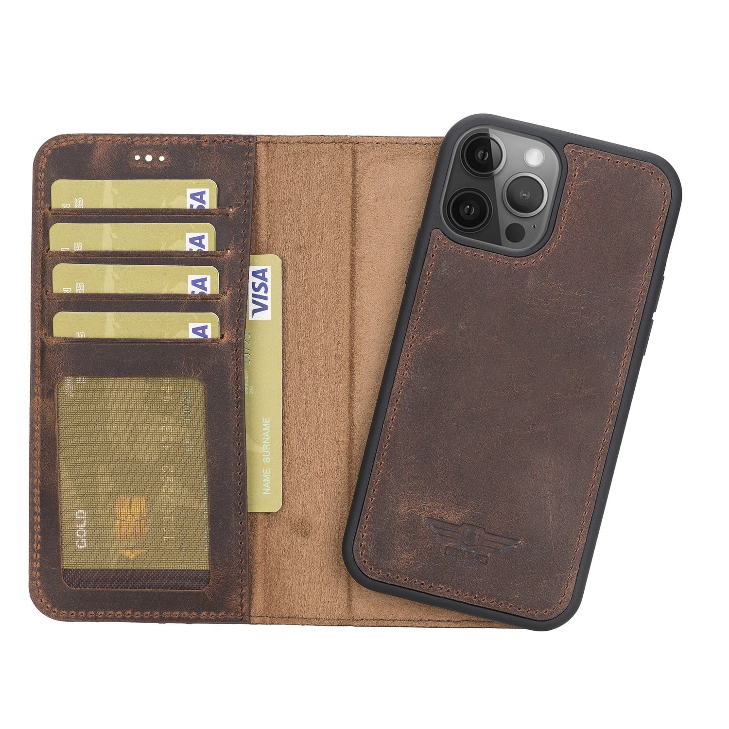 iPhone 12 / 12 Pro 6.1" Full Grain Leather Detachable Magnetic ...