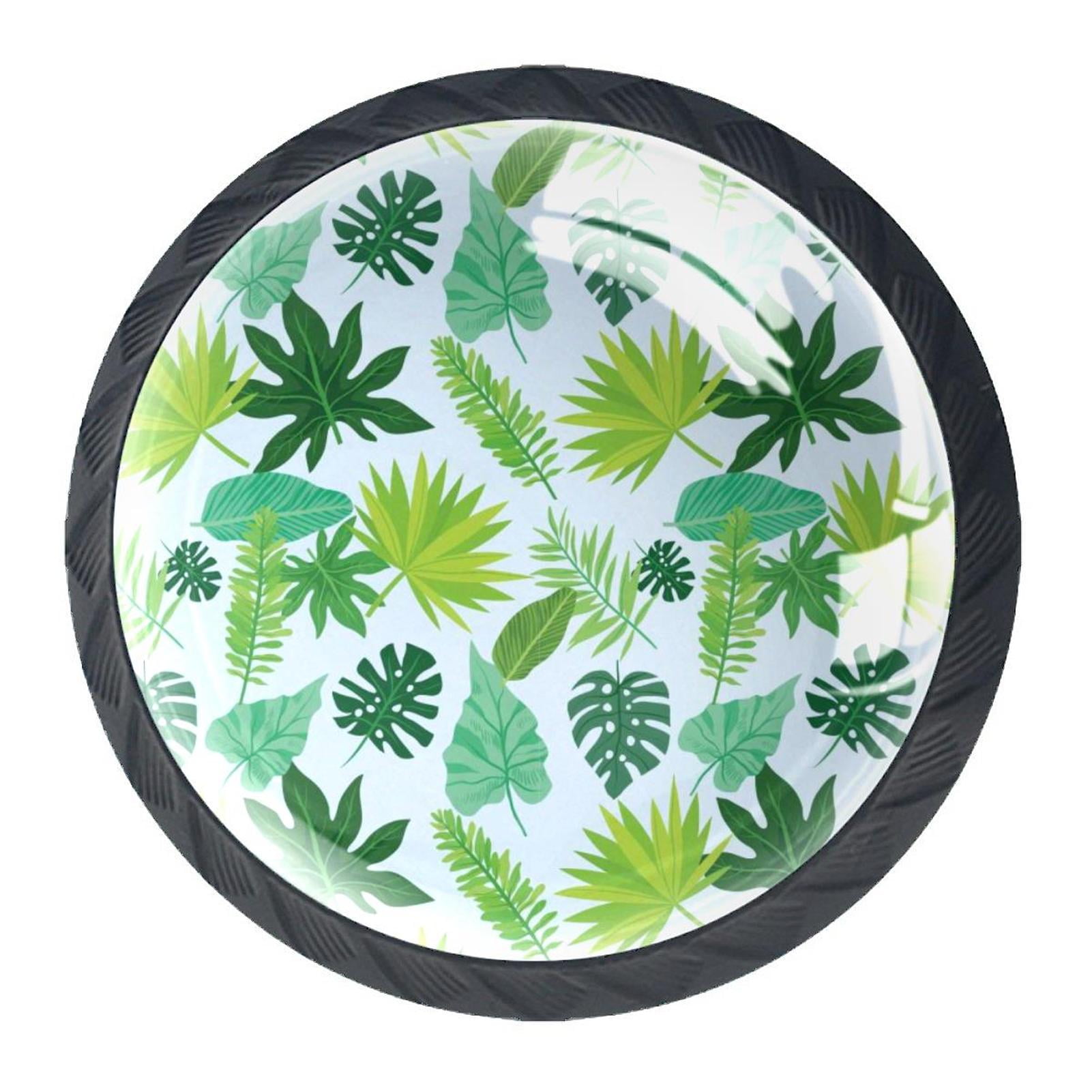 4 Pcs Exotic Green Leaves Knobs for Kitchen Cabinet Cupboard Dresser ...