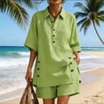 Bibifish Women Two Piece Sets Collared Half Button Longline Tops With ...