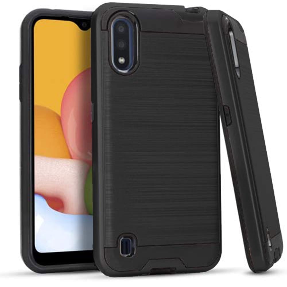 For Samsung Galaxy A01 / SM-A015F / SM-A015G Dual layer Metal Brushed ...