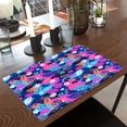4PCS Tropical Floral Table Mats - Vibrant Pink & Blue Floral Design ...