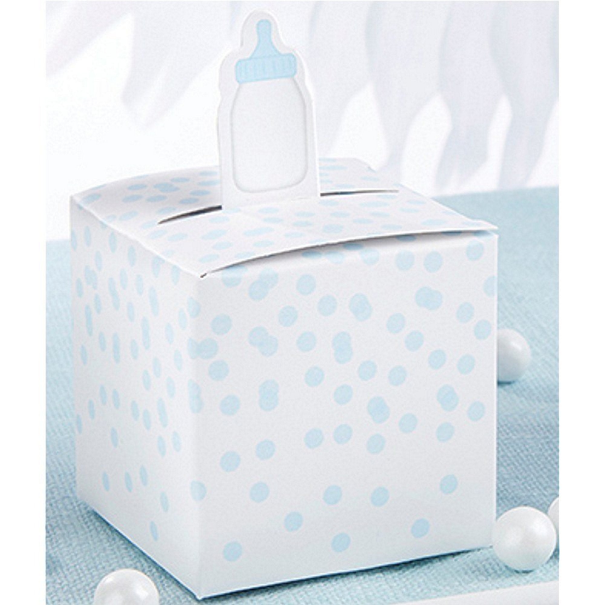 Blue Polka Dot Baby Bottle Favor Boxes - 2.in. w x 2.1in. d x 3.5in. H ...