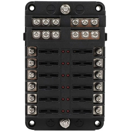 12 circuits Fuse Block with Red LED Indicator for Boat Camper Car Truck ...