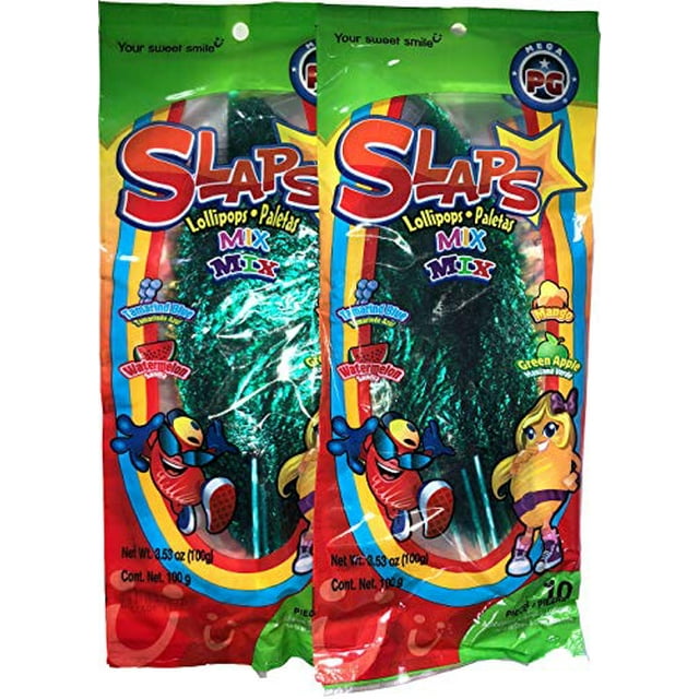 Slaps Lollipop Candy - 4 Flavors - Tamerind Watermelon Mango Green ...