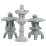 Worgeous Grey Resin Mini Pagoda Lantern Statue for Decoration with ...