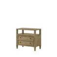 3Pc Light Brown King Canopy Bed Chest Nightstand Set Rustic Finish ...