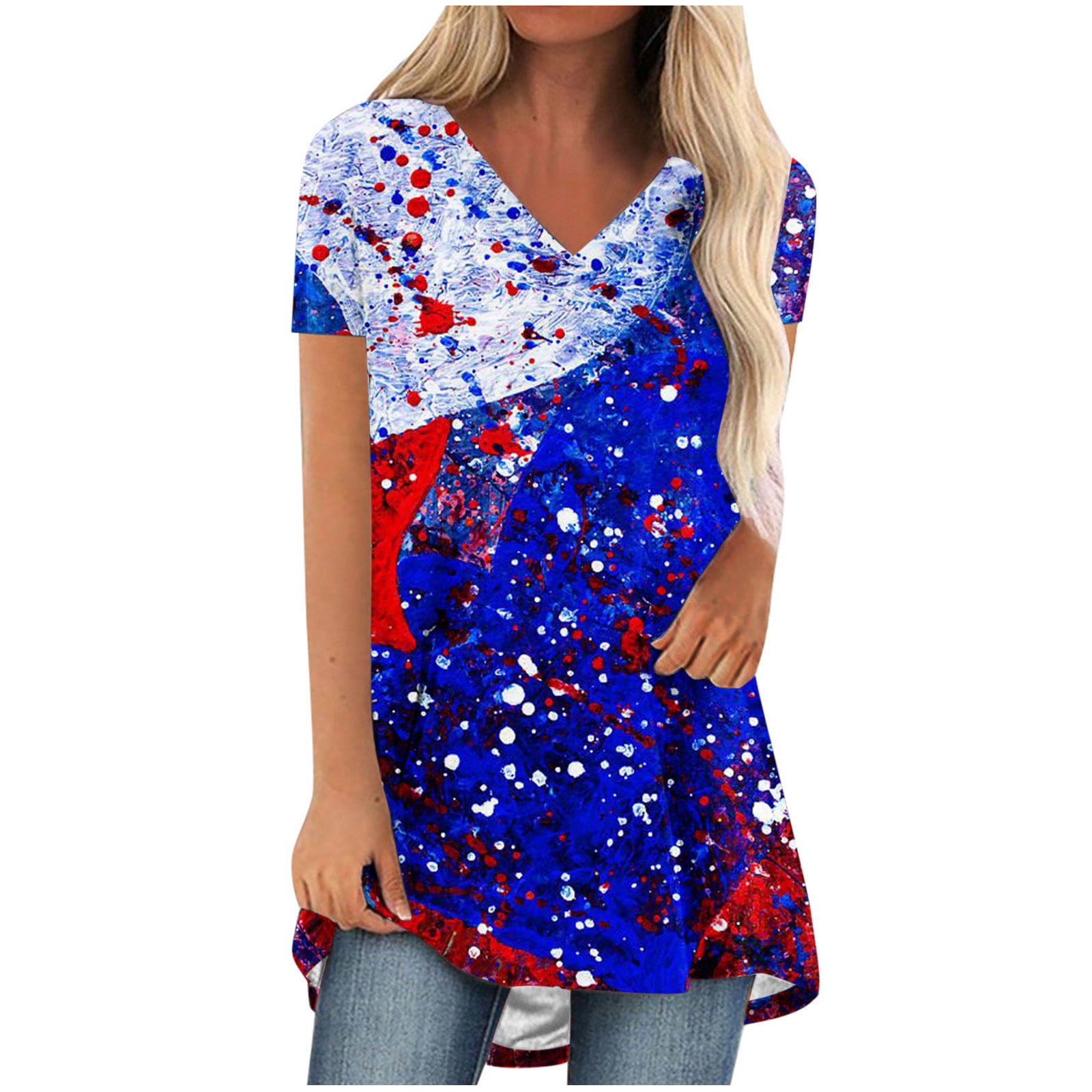 Ruimatai Womens Tops Clearance Summer Independence Day Womens Fashion