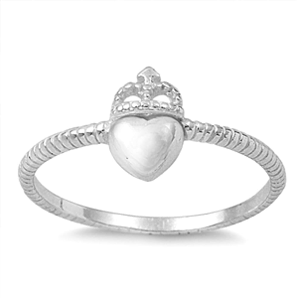 Celtic Heart Crown Ring .925 Sterling Silver Rope Band Jewelry Female ...