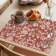 Botanical Rose Placemats Set of 6 Vintage Terracotta Orange Floral Leaf ...