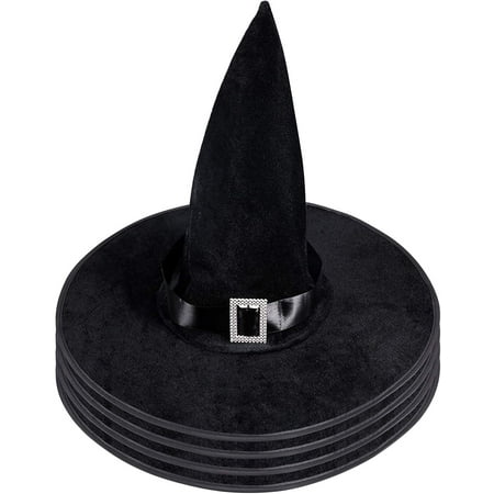 4 Pieces Halloween Velour Witch Hats Women Witch Hat Costume Accessory ...