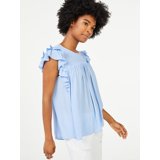 Scoop Women's Flutter Sleeve Double Ruffle Top - Walmart.com