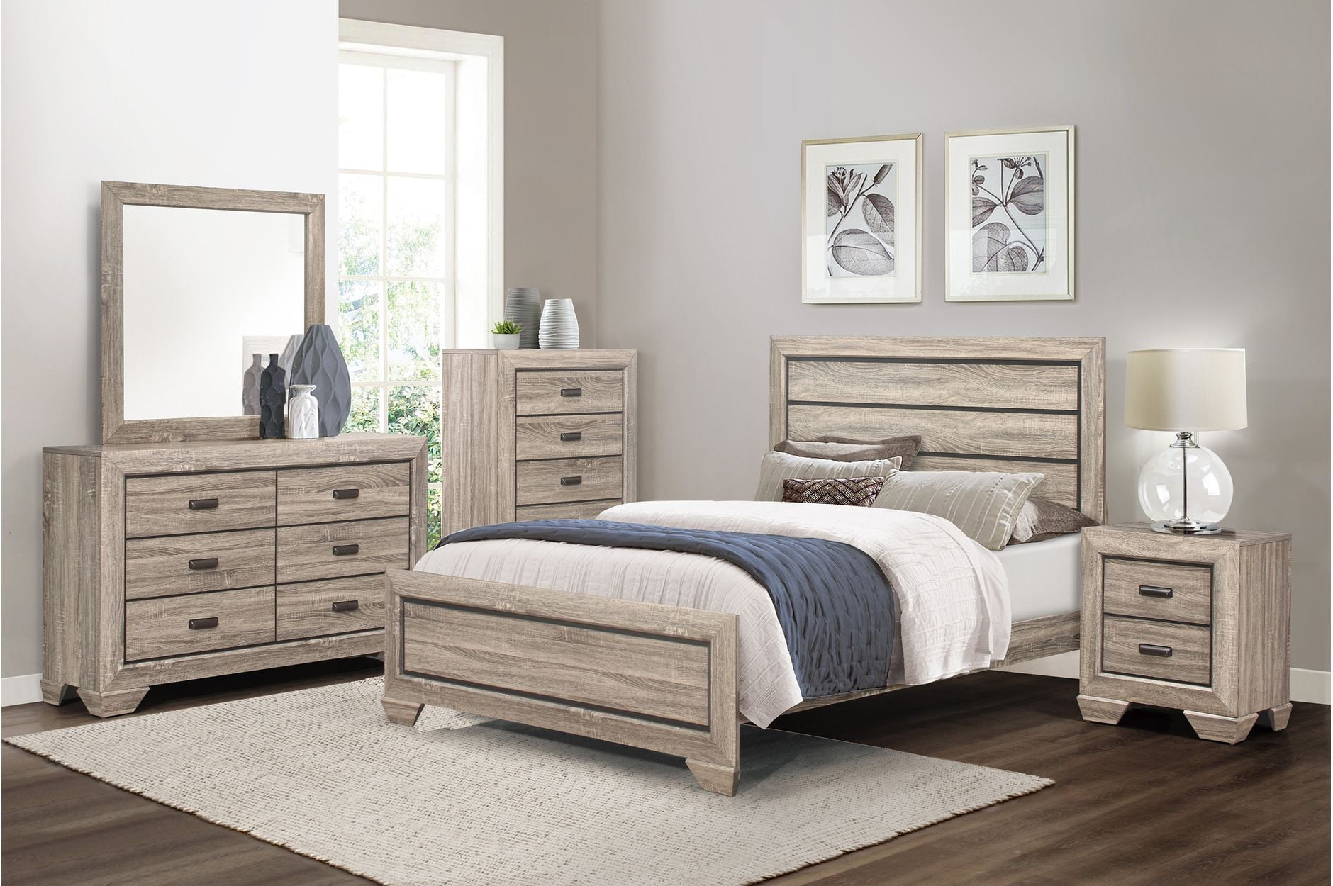 Bud Light Elm Faux Wood Veneer Panel Bedroom Set - Walmart.com