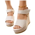 Beige Women Casual Wedge Sandals Round Open Toe Fish Mouth Thick Sole ...