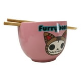 Furrybones Maneki Neko Cat Skeleton Pink Porcelain Bowl With Chopsticks ...
