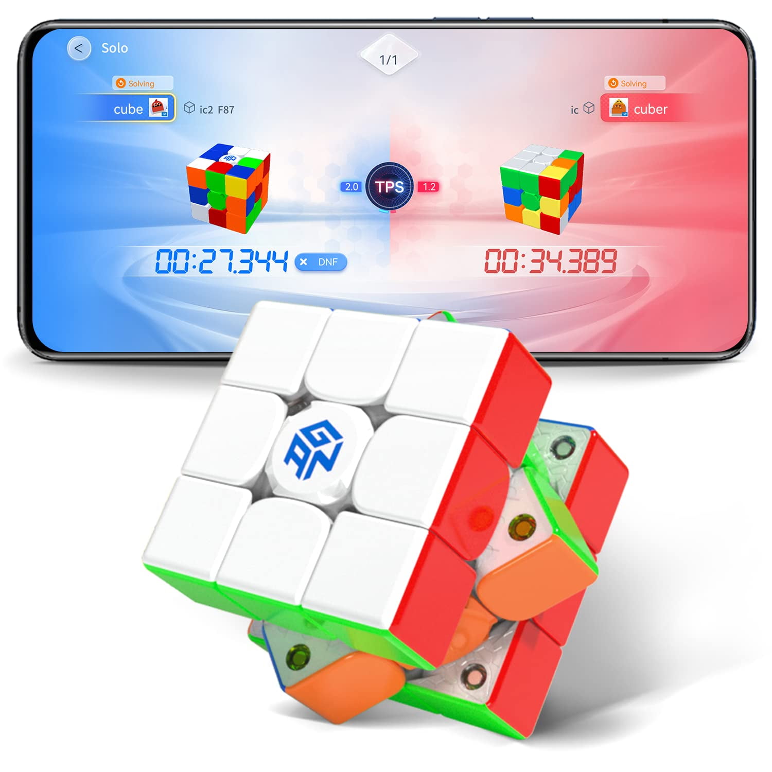 GAN 356 I Carry Stickerless Cube, Smart Cube 3x3 Speed Cube Intelligent ...