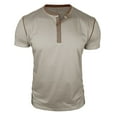 Handshe Men's Short Sleeve Henley Shirt, Solid and Color Block Design ...