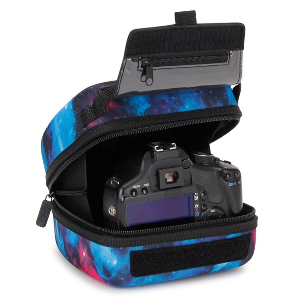 USA Gear Quick Access DSLR Hard Shell Camera Case (Galaxy) with Molded ...