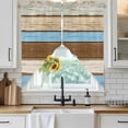 Blue Beige Wood Grain Swag Curtain Valance for Window 2 Panels ...