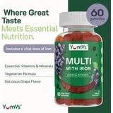 YUM-V's Multivitamin with Iron Gummies Multi Vitamins for Adults, Grape ...