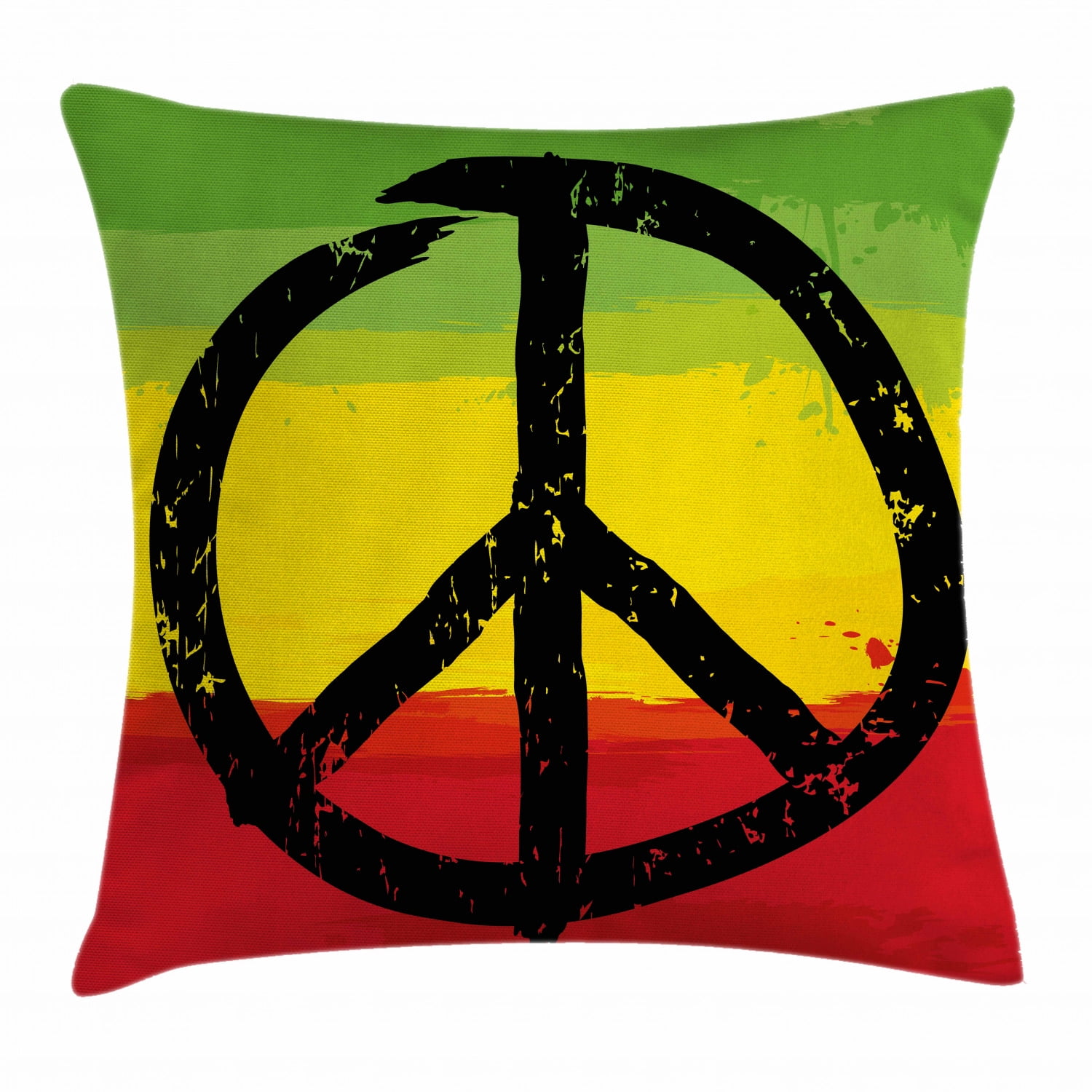 Rasta Throw Pillow Cushion Cover, Grunge Style Watercolor Design ...