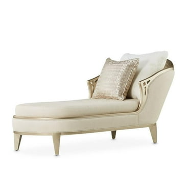Michael Amini Chamberi Velvet Chaise Lounge in Ivory/Classic Pearl ...