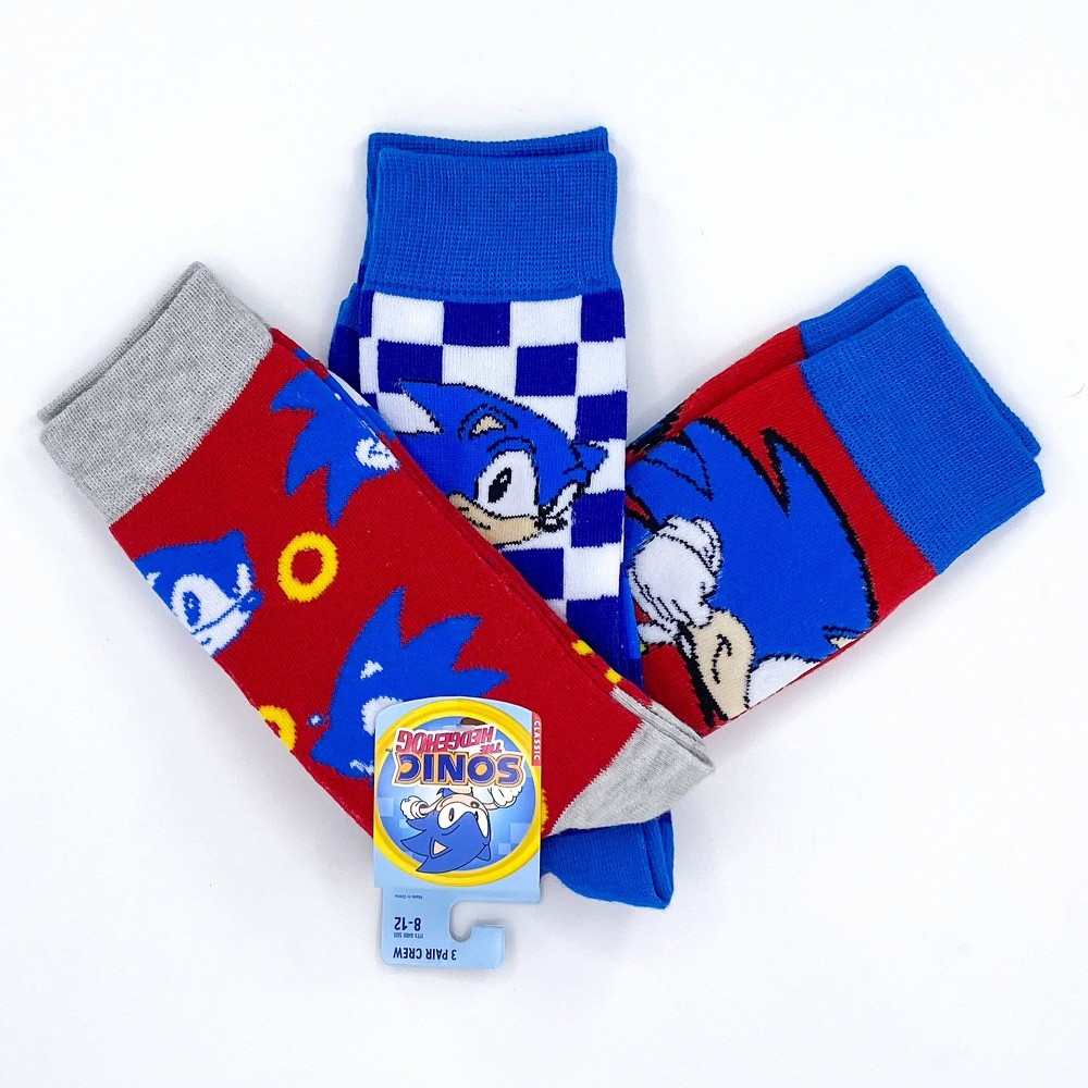 Sonic The Hedgehog Crew Socks Red/Blue Pack Mens Shoe Size