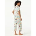 Joyspun Women's Notch Collar Top and Capris Sleep Set, 2-Piece, Sizes S ...