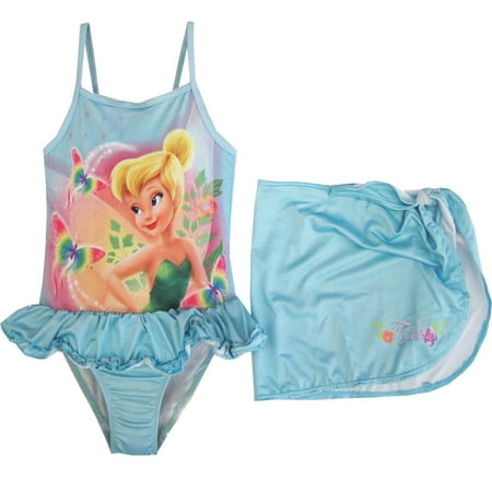 Disney Little Girls Tinker Bell Print Skirt 2 pc Swimsuit 2t Sky Blue ...