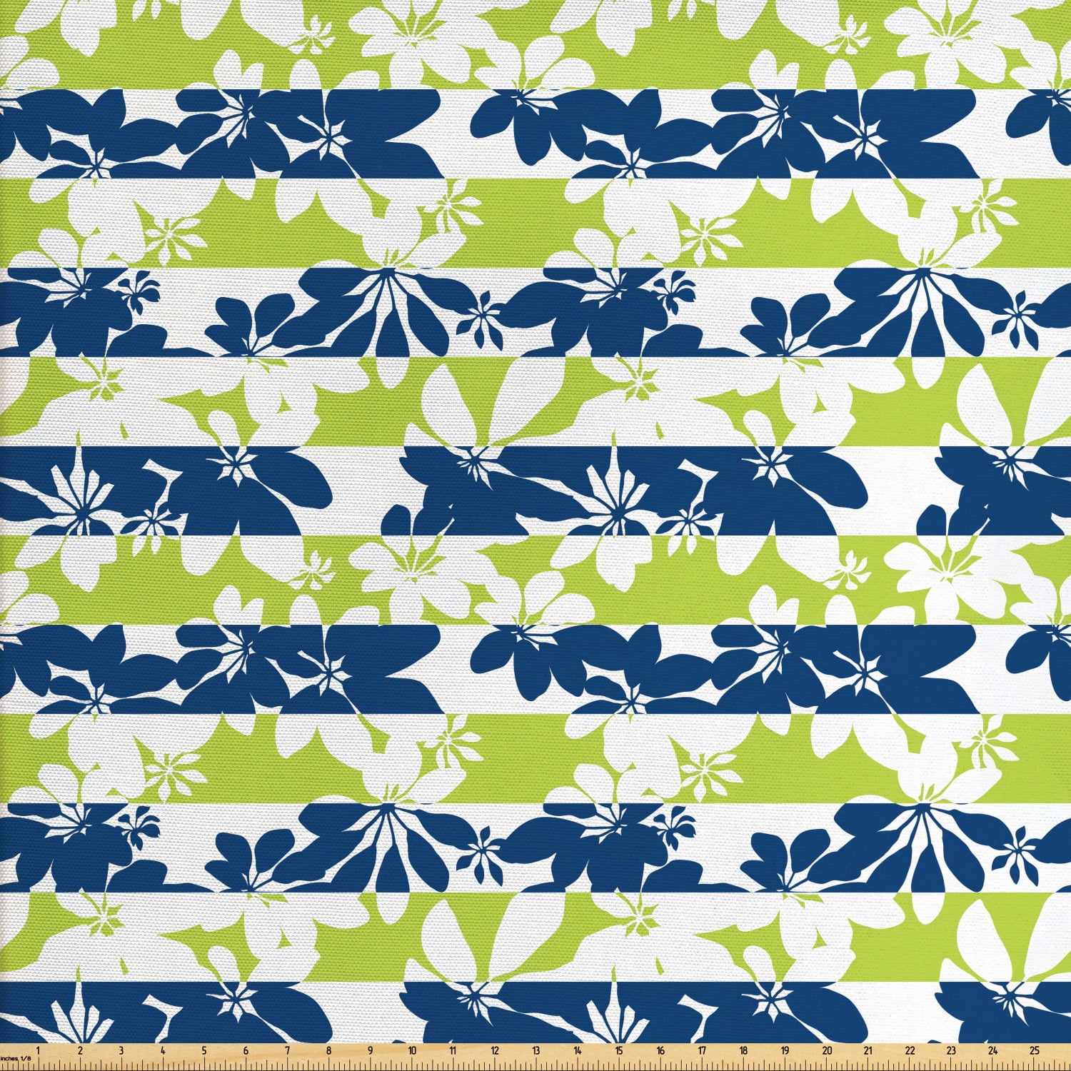 Floral Sofa Upholstery Fabric by the Yard, Stripes with Nature Blossom ...