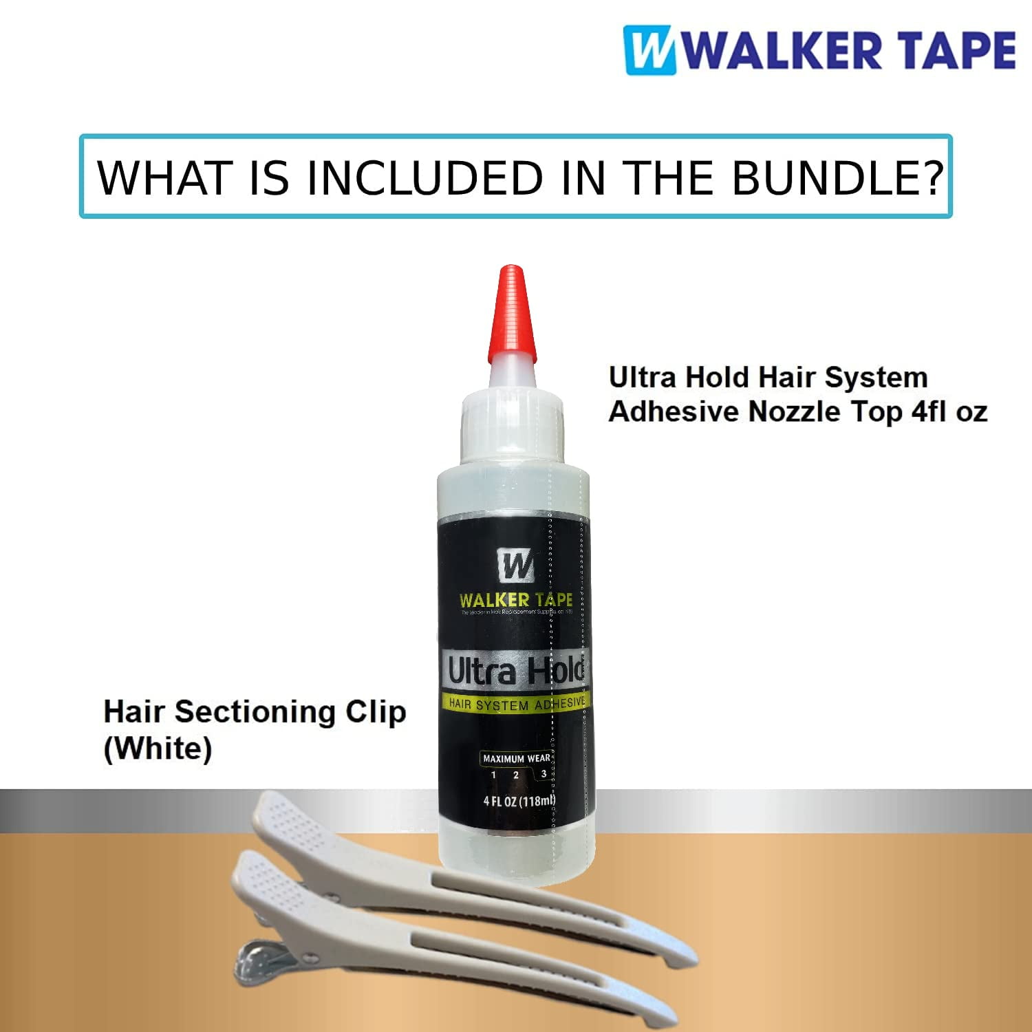 Buy Ultra Hold Hair Wig Glue Adhesive 4oz Nozzle Top w/ 2pcs White Hair ...