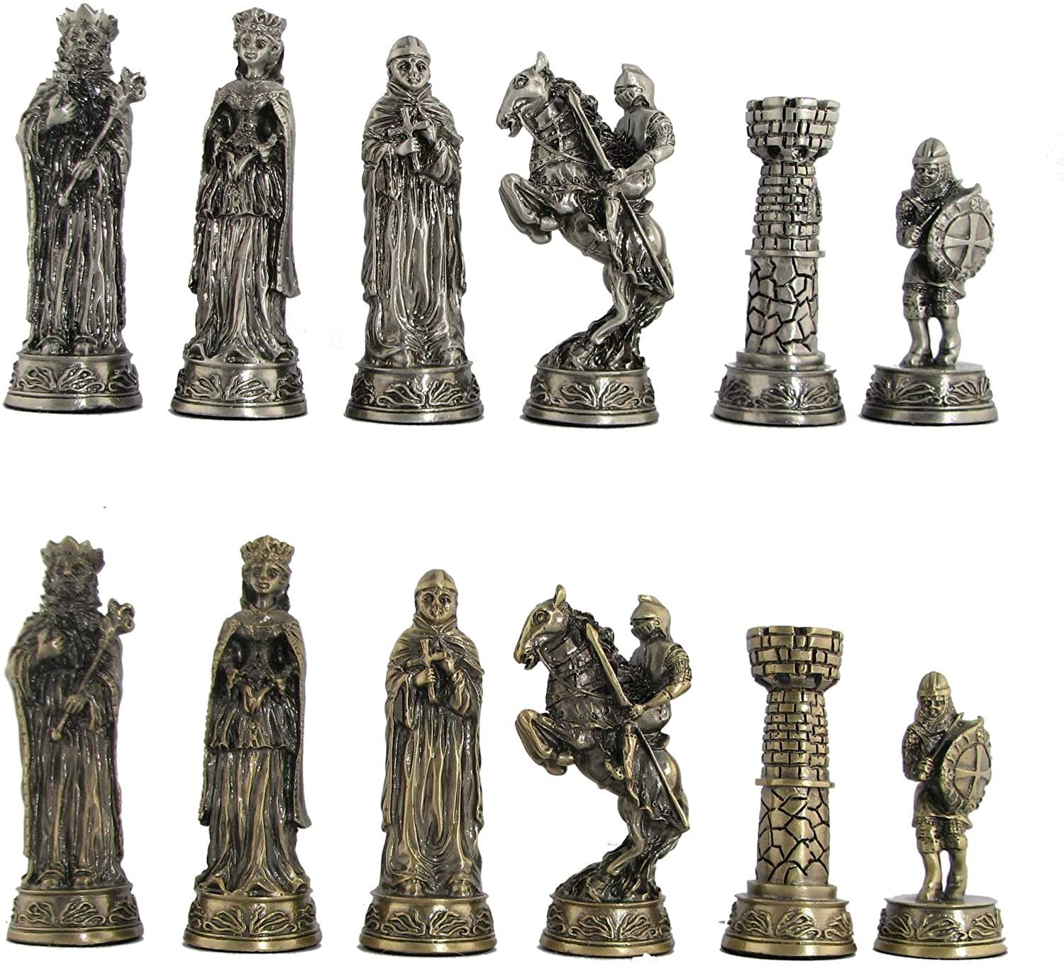WE Games Medieval Chessmen Pieces - Pewter - King Measures 3.5 inch ...