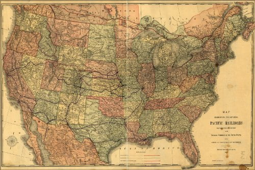 16x24 Poster; Map Of Transcontinental Railroads 1883 - Walmart.com ...