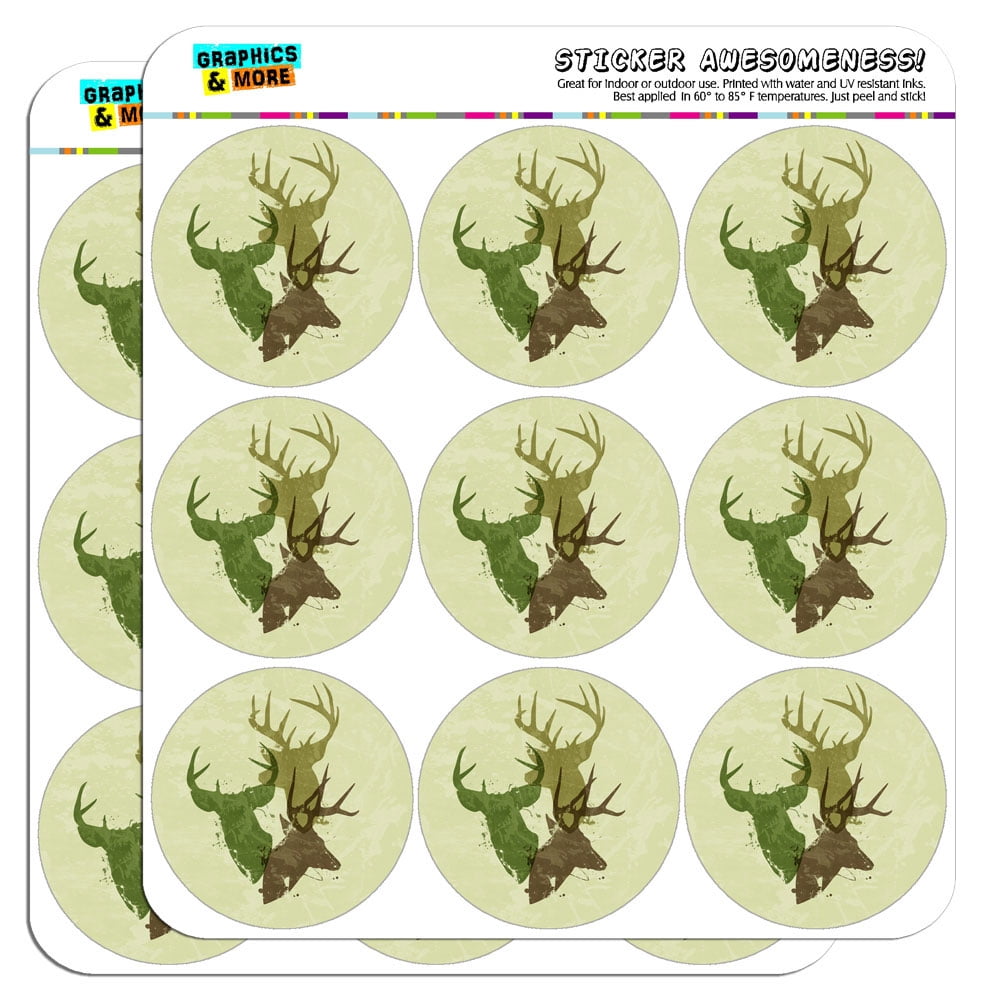 Deer Heads Design Hunting Hunter Camo 2" Scrapbooking Crafting Stickers ...