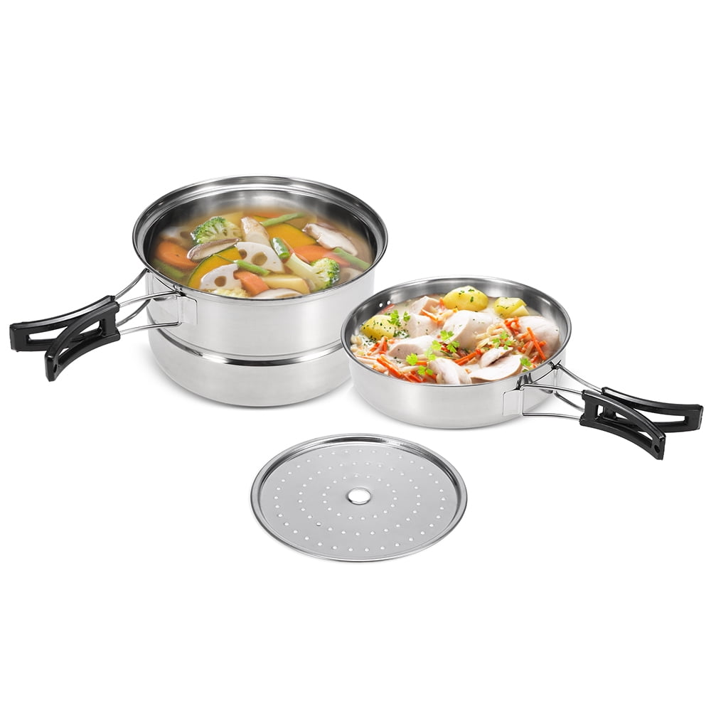 Click here for Anself 3pcs Camping Cookware Set Stainless Steel P... prices