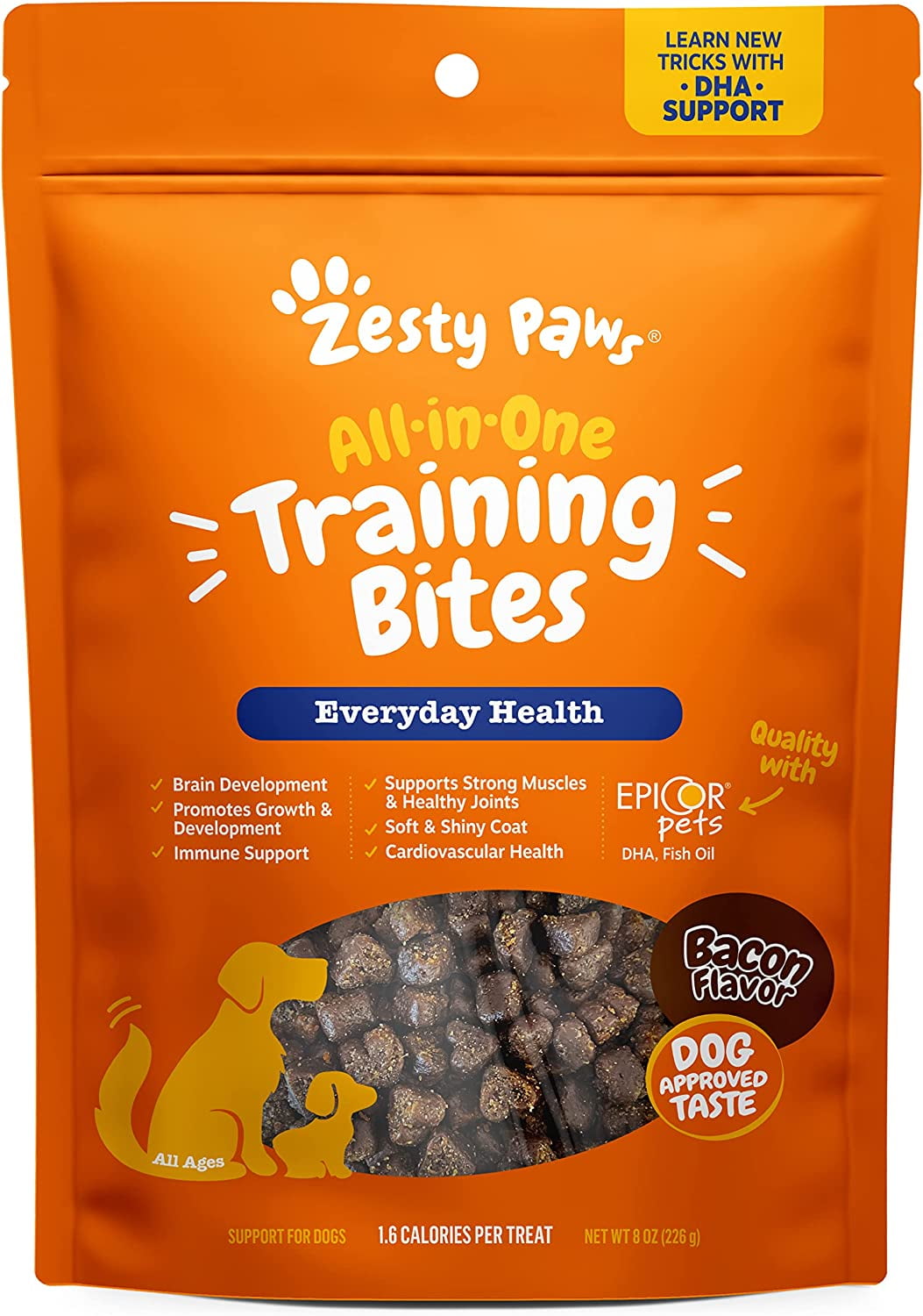 Zesty Paws All-In-One Training Treats for Dogs, Bacon, 8 oz Soft Chews ...