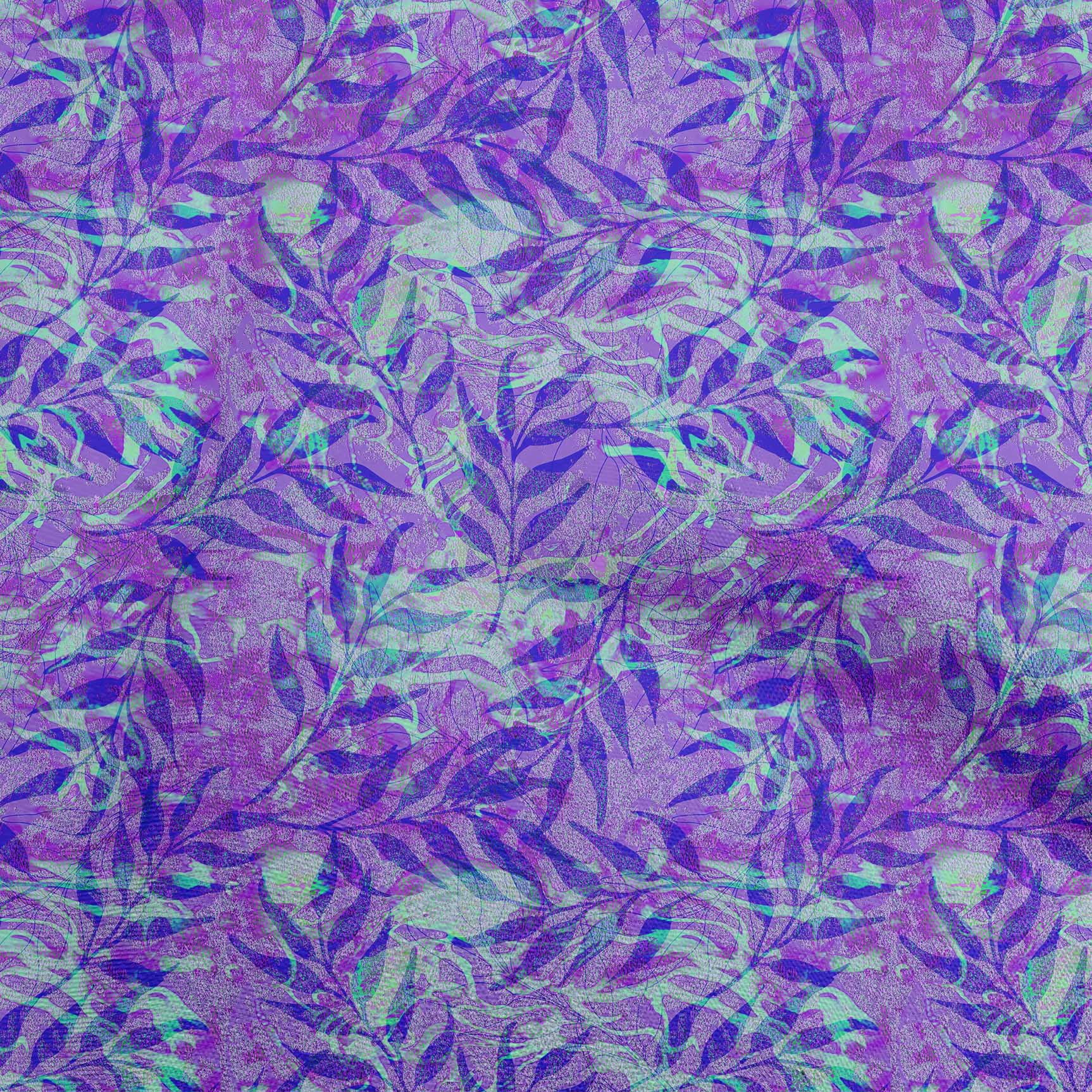 oneOone Cotton Flex Amethyst Fabric Leaves Sewing Material Print Fabric ...